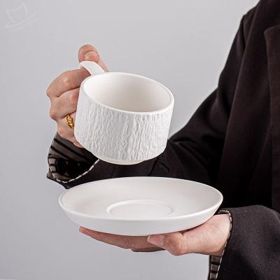 Chine Europe Design Porcelaine tasse à thé et soucoupe ensemble texture de pierre Nordique cappuccino tasse ensemble à vendre