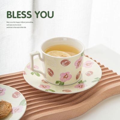 중국 비지니스 선물용 세라믹 포르셀린 머그 빈테지 유럽 커피 차컵 및 접시 머그 판매용