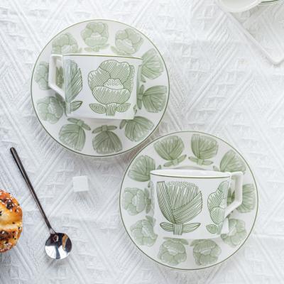 Κίνα Νέο Σχεδιασμό Custom Funny Handpainted Flower Pattern Κούπα Καφέ Κεραμική Κάτω Γυαλισμένα Κεραμικά Κούπες Καφέ Wholesale 300ml προς πώληση
