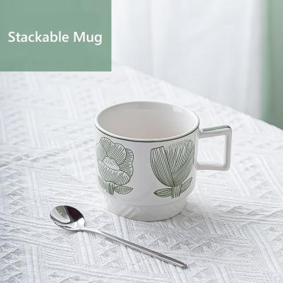 Κίνα Νέο Σχεδιασμό Custom Funny Handpainted Flower Pattern Κούπα Καφέ Κεραμική Κάτω Γυαλισμένα Κεραμικά Κούπες Καφέ Wholesale 300ml προς πώληση