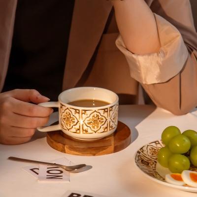 Chine Coupe de café turque de 200 ml avec soucoupe et assiette de thé en céramique vintage à vendre
