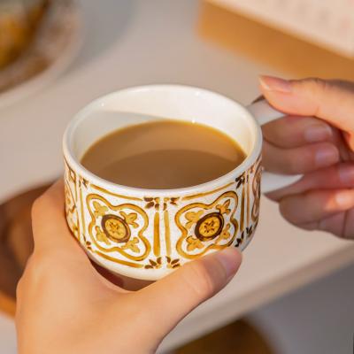 Chine Coupe de café turque de 200 ml avec soucoupe et assiette de thé en céramique vintage à vendre