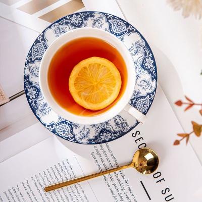 Superbe tasse de thé en porcelaine bleu et blanc et soucoupes 200 ml pour cadeaux d'affaires