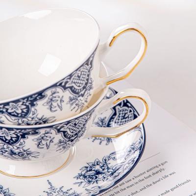 Chine Superbe tasse de thé en porcelaine bleu et blanc et soucoupes 200 ml pour cadeaux d'affaires à vendre