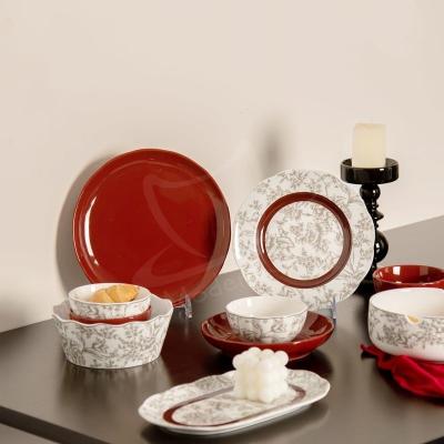 Chine OEM and ODM  Red Glaze Christmas Dinnerware Set Ceramic Bowl Porcelain Plate For Presents Occasion à vendre