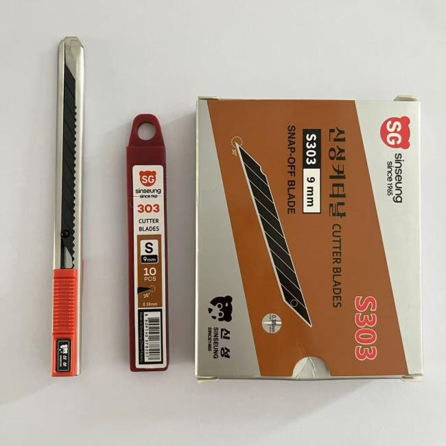 SINSEUNG 9mm Cutter Blade - Black snap-off blades with 9 segments for precision cutting