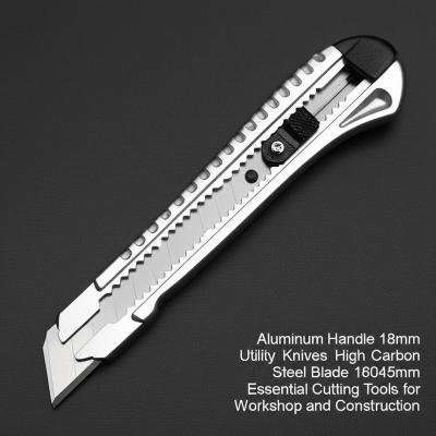 China Aluminum Handle 18mm Utility Knives High Carbon Steel Blade 16045mm Essential Cutting Tools for Workshop and Construction for sale