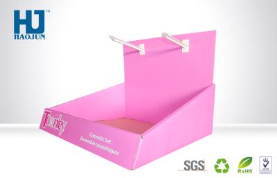 China Caja de presentación rosada preciosa de la cartulina acanalada con los ganchos del metal para la tienda en venta