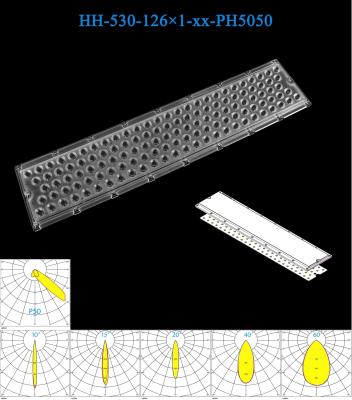 China Precision Lighting Low Glare 520*116*11.8mm Size Lens 126pcs 5050LEDs Stadium Lighting Lens for sale