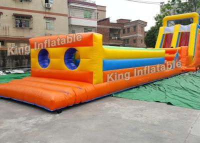 Chine Obstacle et glissière gonflables de jeux de sport de long tunnel orange de forme pour des enfants à vendre