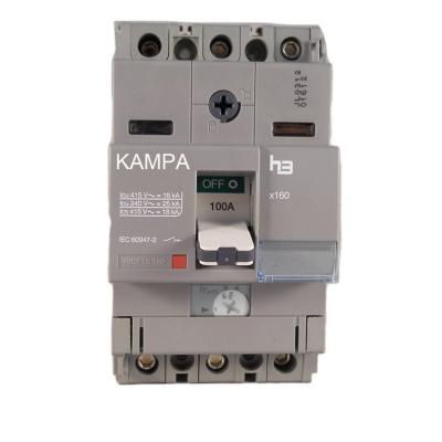 中国 H3によって形成される場合の遮断器カンパ X160 3P 25ka 100A HHA100Z MCCB 販売のため