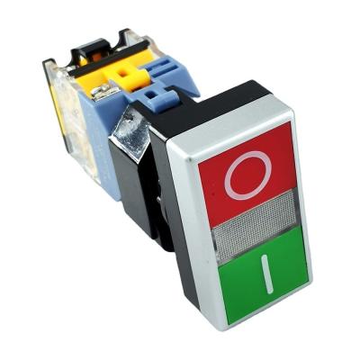 Cina 22mm 220vac 1no+1nc Il commutatore del pulsante LED ha illuminato doppio intestato con Lights pilota in vendita