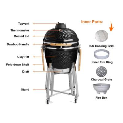 중국 카마도 큰 24 인치 바비큐 야외 석탄 BBQ 세라믹 녹색 색 달걀 갈매기 60 KG 판매용