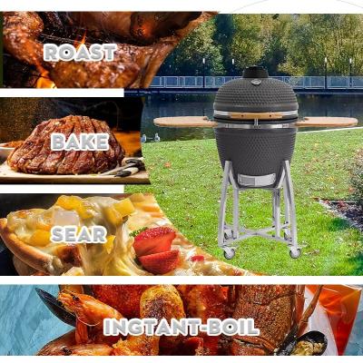 중국 카마도 큰 24 인치 바비큐 야외 석탄 BBQ 세라믹 녹색 색 달걀 갈매기 60 KG 판매용