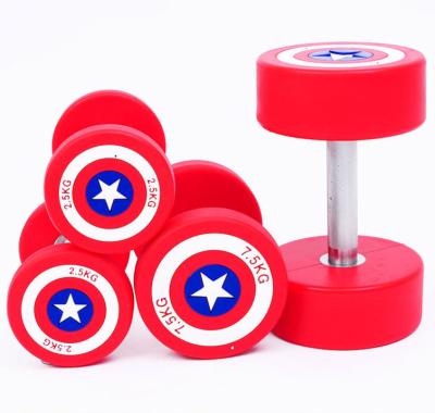 Chine Captain America Dumbbells Round Headed PU Coated Dumbbells Sports And Fitness Equipment à vendre