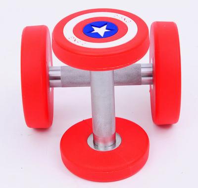 Chine Captain America Dumbbells Round Headed PU Coated Dumbbells Sports And Fitness Equipment à vendre
