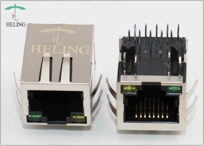 Chine À travers - l'entrée à angle droit de LAN Jack du bâti RJ45 de carte PCB de trou avec le doigt de LED/IEM tabulent vers le bas à vendre