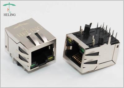 Chine À travers - l'entrée à angle droit de LAN Jack du bâti RJ45 de carte PCB de trou avec le doigt de LED/IEM tabulent vers le bas à vendre