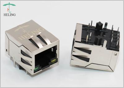 Chine À travers - l'entrée à angle droit de LAN Jack du bâti RJ45 de carte PCB de trou avec le doigt de LED/IEM tabulent vers le bas à vendre