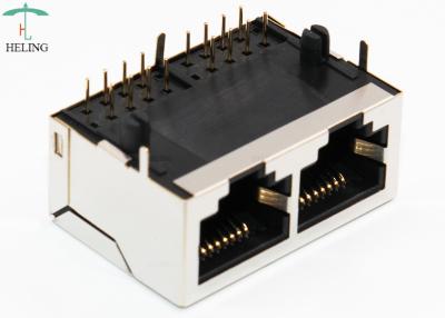 Chine 1 x 2 type à angle droit protégé par laiton de LAN Jack THT des ports RJ45 sans LED à vendre