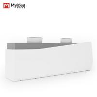 Quality Two-Person Size White Front Panel Reception Desk Gray WhiteColor Design Welcoming Customers Offices Hotels Companies Hospitals for sale