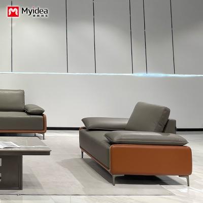 Cina Divano per ufficio Foshan, salotto business in pelle, sala d'attesa VIP, divano per boss semplice e moderno, combinazione tavolo da caffè in vendita
