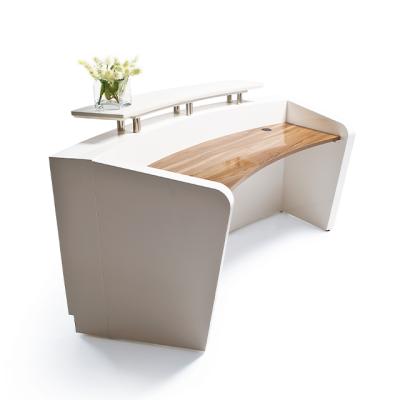 中国 会社のフロントデスク、受付デスク、シンプルなモダンなオフィスフロントデスク、曲線のホテルロビー、バーカウンター、レジ 販売のため