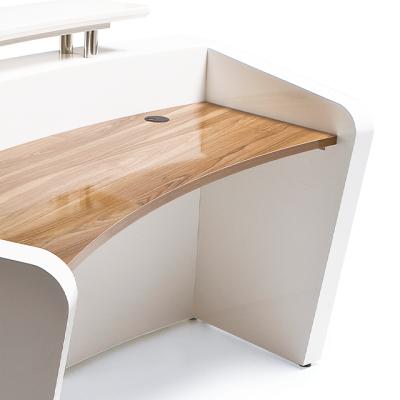 中国 会社のフロントデスク、受付デスク、シンプルなモダンなオフィスフロントデスク、曲線のホテルロビー、バーカウンター、レジ 販売のため