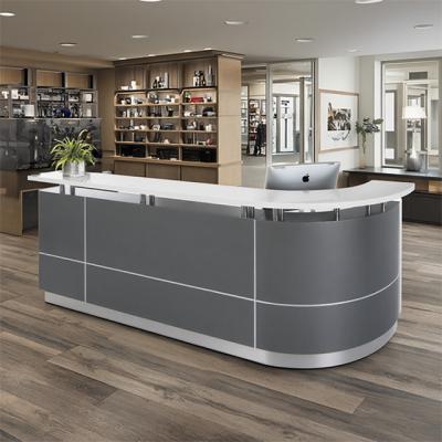 中国 人工大理石カウンター、フロントデスク塗装工程、曲線受付デスク、焼付塗装カウンター会社 販売のため