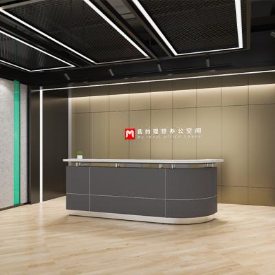 中国 人工大理石カウンター、フロントデスク塗装工程、曲線受付デスク、焼付塗装カウンター会社 販売のため