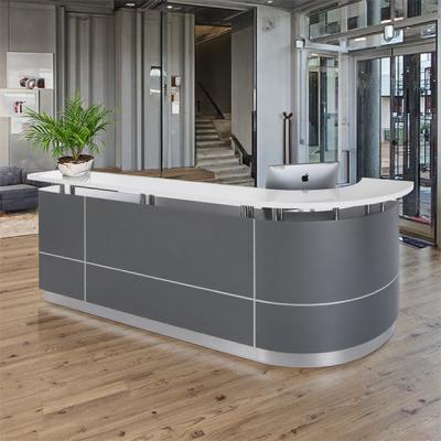 中国 人工大理石カウンター、フロントデスク塗装工程、曲線受付デスク、焼付塗装カウンター会社 販売のため