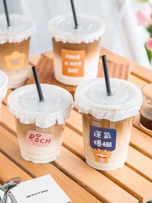 중국 플라스틱 Pet 컵을 마시는 관습 90 밀리미터 버릴 수 있는 버블 티 컵 스무디 차가운 커피 판매용