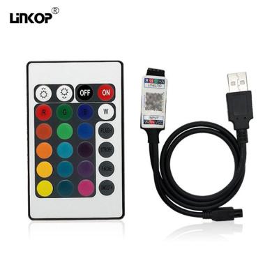 China Bluetooth-muziek lichtstrook led controller 24 sleutel infrarood afstandsbediening 5v usb Te koop