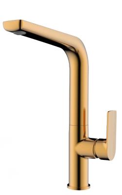 China Convenient and Stylish Kitchen Faucet with Slender Columnar Body and Flat Square Handle for sale