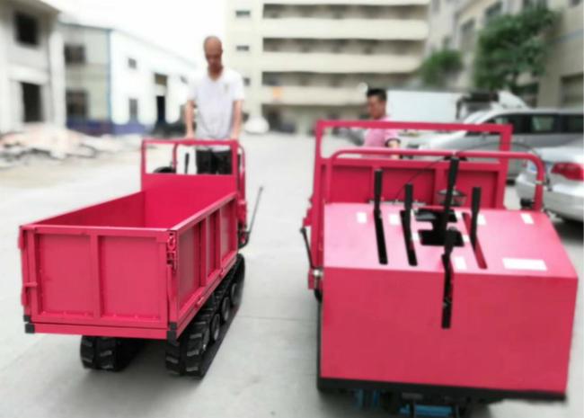 Professional track transporter showing its robust crawler design and cargo capacity