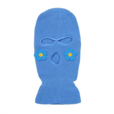Chine Logo personnalisé Fleur brodée en tricot Masque de ski à balaclava pour les activités hivernales à vendre