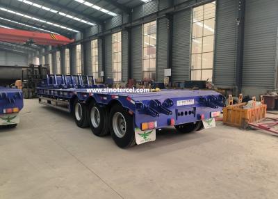 3 Axles Low Bed Semi Trailer Fuwa Axle 13000mm With Tail Detachable Ladder