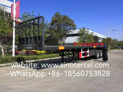 China 3 Axle Flatbed Semi Trailer Customized 20 Ft 40 Ft For Container Carrying With container lock for sale