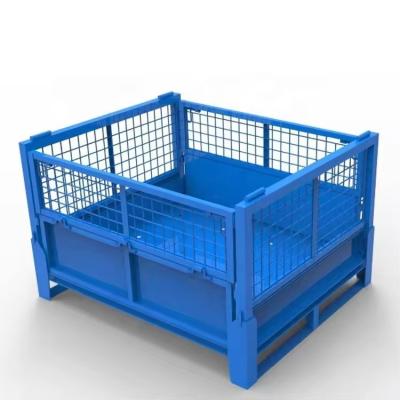 Cina 0.5-1.5t Pallet Container Stackable Foldable Powder Coating Stillage Storage Rack Box in vendita