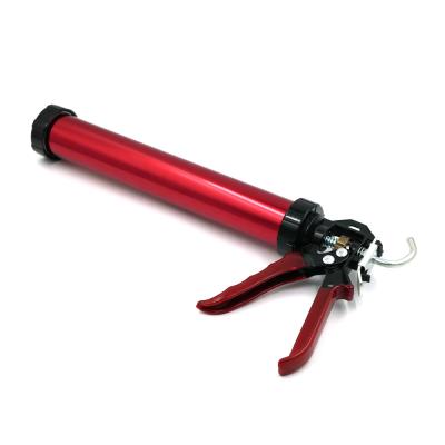 China 600ml Aluminum Red Manual Sausage Adhesive Glue Caulking Gun with Cone Nozzles for sale