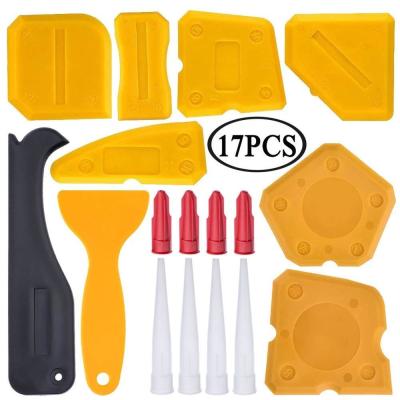 Cina 17 pezzi Kit di attrezzi per la sigillatura Strumento di finitura del sigillante in silicone Grutta raschiatrice di caulk Remover e ugello di caulk in vendita