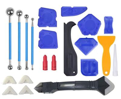 Cina 3 in 1 Strumenti di calcificazione Strumento di finitura del sigillante di silicone Grutta raschiatore di gres Rimozione ugello 22 pezzi Kit di strumenti di calcificazione in vendita