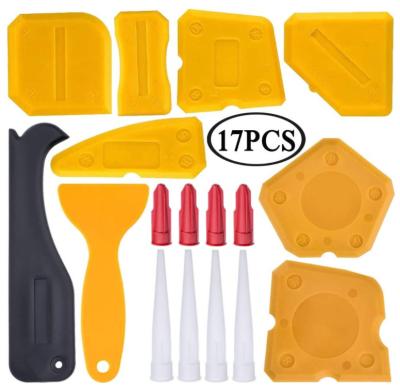 Cina Popolare 17 pezzi Kit di attrezzi per la sigillatura Strumento di finitura del sigillante di silicone Scraper di grumica Rimuotore di grumica e ugello di grumica in vendita