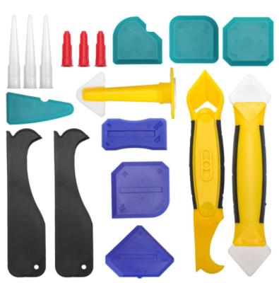 Cina 18 Pcs Caulking Tool Kit 3 in 1 Silicone Sealant Finishing Tool Scraper Remover Scraper Caulk Nozzle Caps in vendita