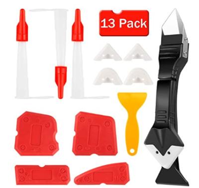 Cina 13 pezzi di raschi rossi 3 in 1 Strumenti per la rimozione del calcolatore in silicone Set Kit Sealant Finishing Tool Scraper Caulk Remover/Nozzle in vendita