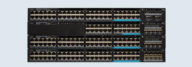 Front view of Cisco WS-C3650-48TS-L network switch