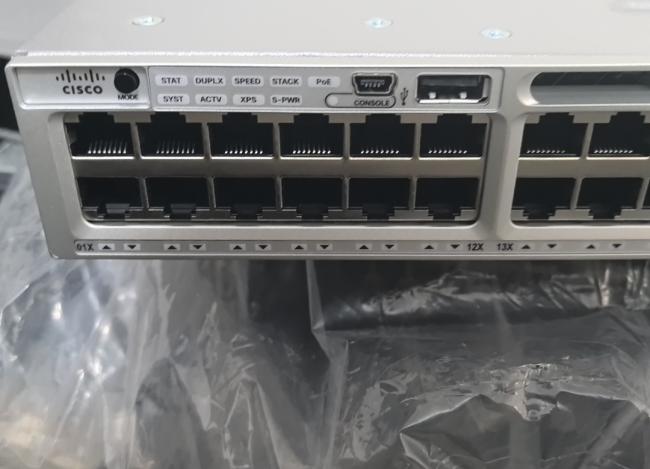 Side view of Cisco WS-C3850-48P-L switch highlighting rack mounting features