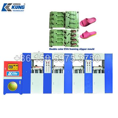China 4 posten Dubbele Kleur EVA Slipper Foaming Making Machine Te koop