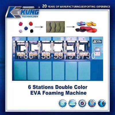 China Computergesteuerte Eva Foam Injection Molding Machine 6 stationiert doppelte Farbe zu verkaufen
