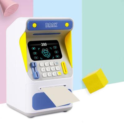 China kids educational financial customs atm password put credit cards piggy bank blue color mini electronic safe Te koop